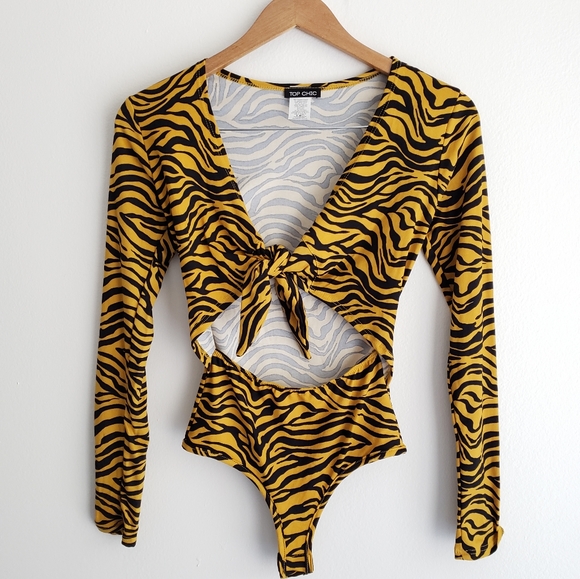 Top Chic | Tops | Tiger Print Bodysuit | Poshmark
